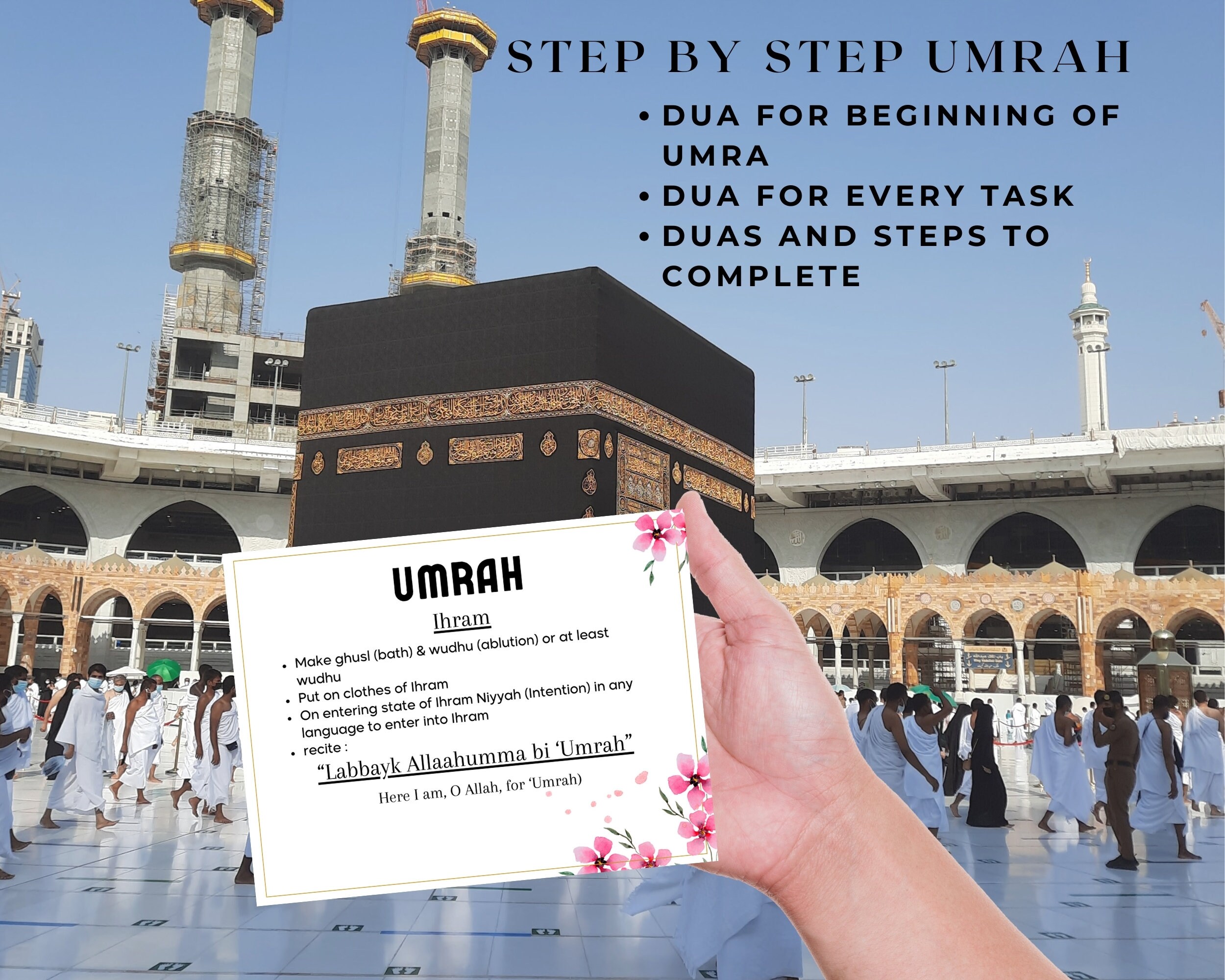 Umrah Guide Step by Step Instruction Dua Cards Printable Muslim ...