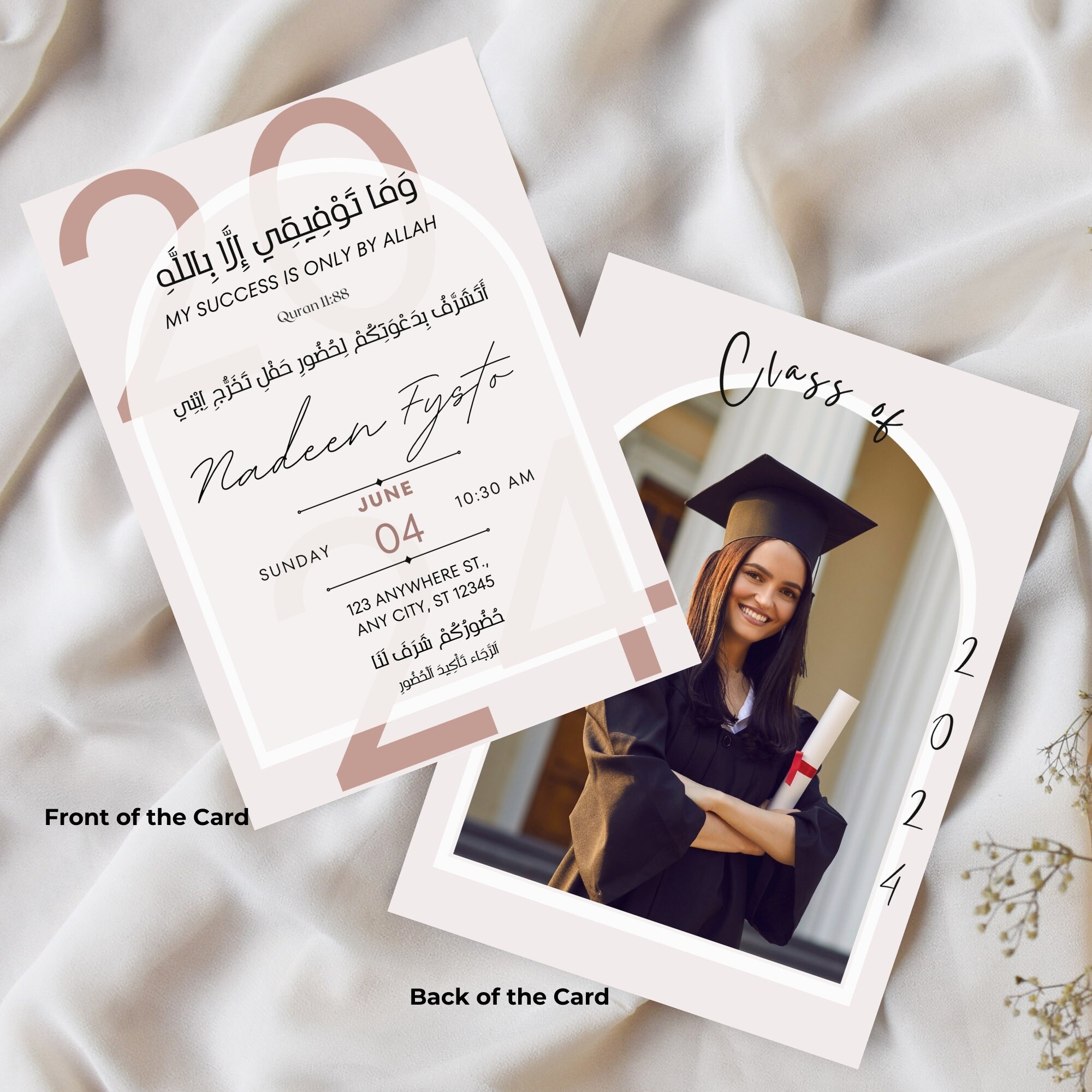Two Sided Photo Graduation Invitation Card Arabic Graduation Invite ...