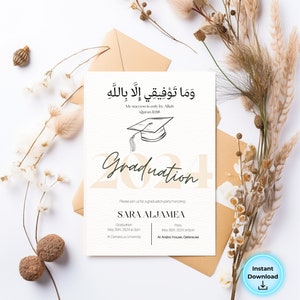 Custom 2024 Arabic Graduation Party Invitation Template Minimalist ...