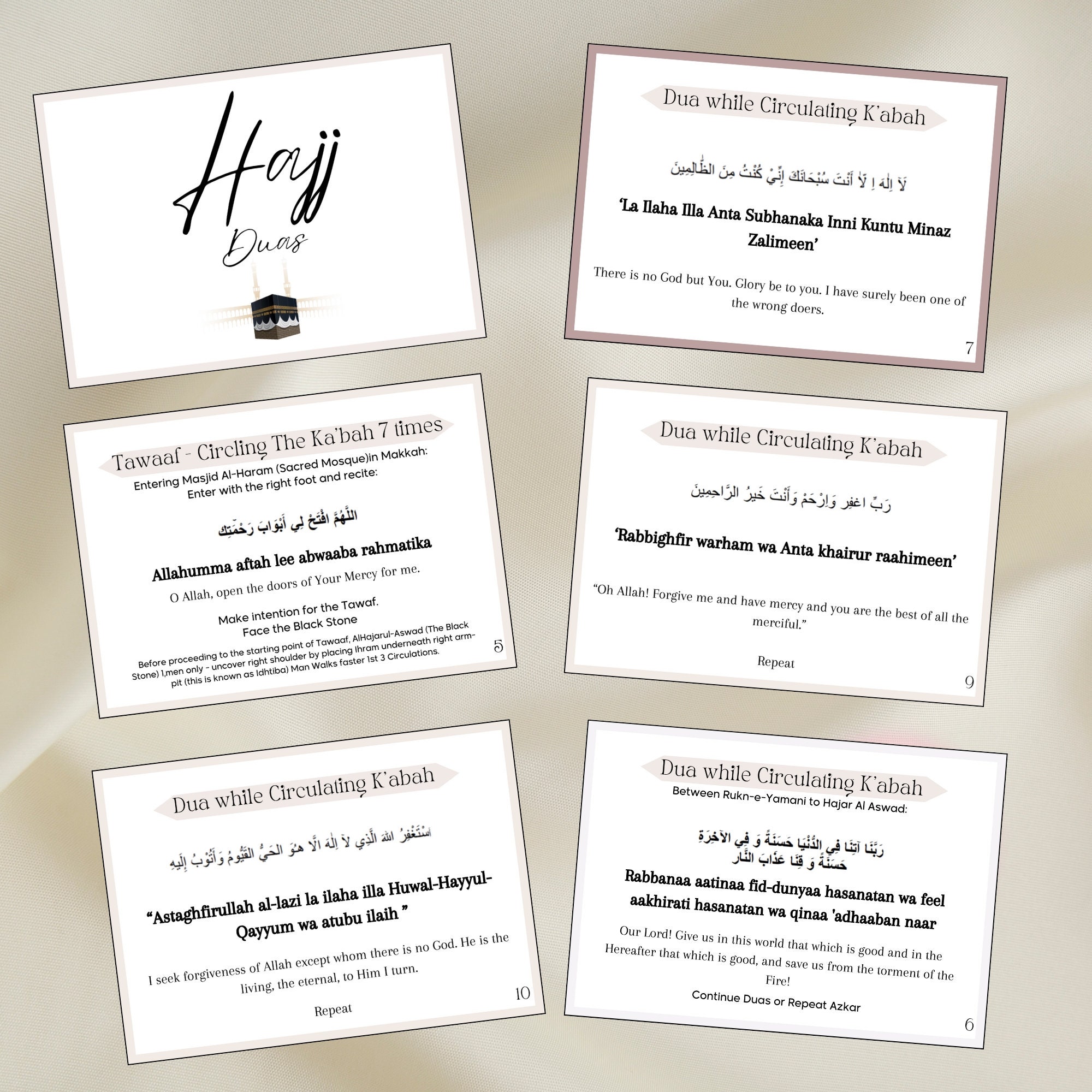 Hajj Dua Cards Islamic Pilgrim Guide Support Pocket Hajj Cards Umrah ...