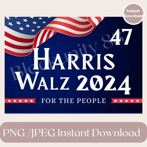 Harris Walz Yard Sign PNG JPEG Instant Download Design Harris 2024 ...
