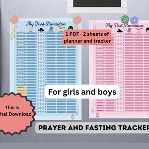 Ramadan Chart Fasting Prayer Tracker Girl Boys Fasting Progress Kids ...