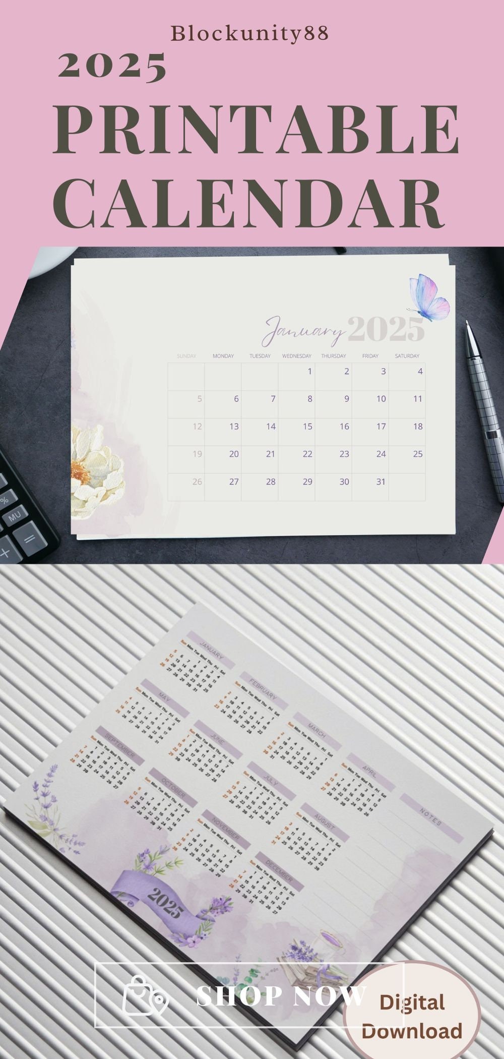 2025 Calendar Pastel Floral Watercolor Flowers Wall Calendar Printable ...