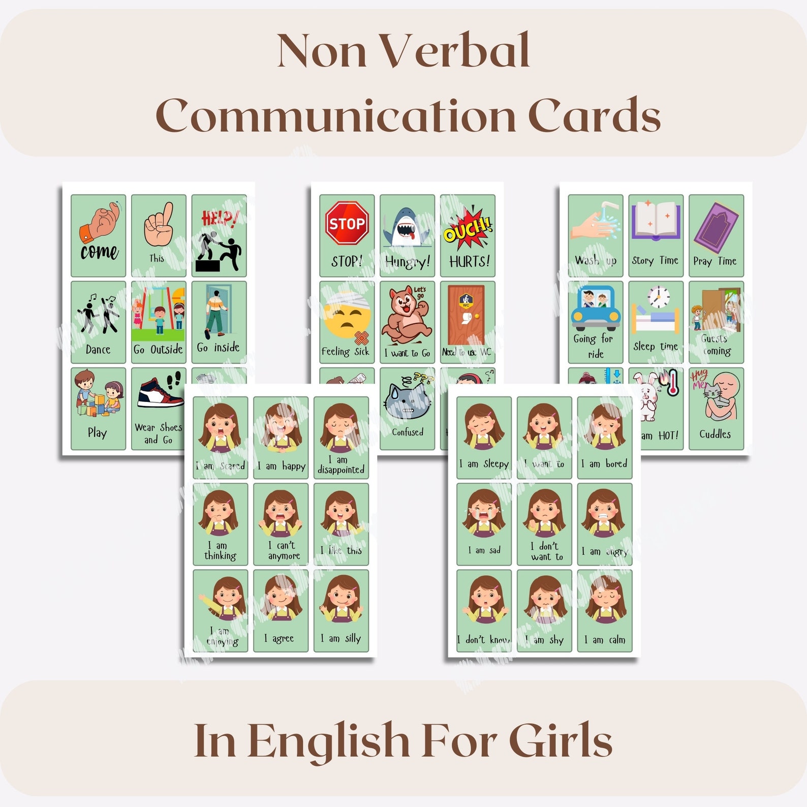 Nonverbal Communication Therapy Cards for Children Character Cards ...