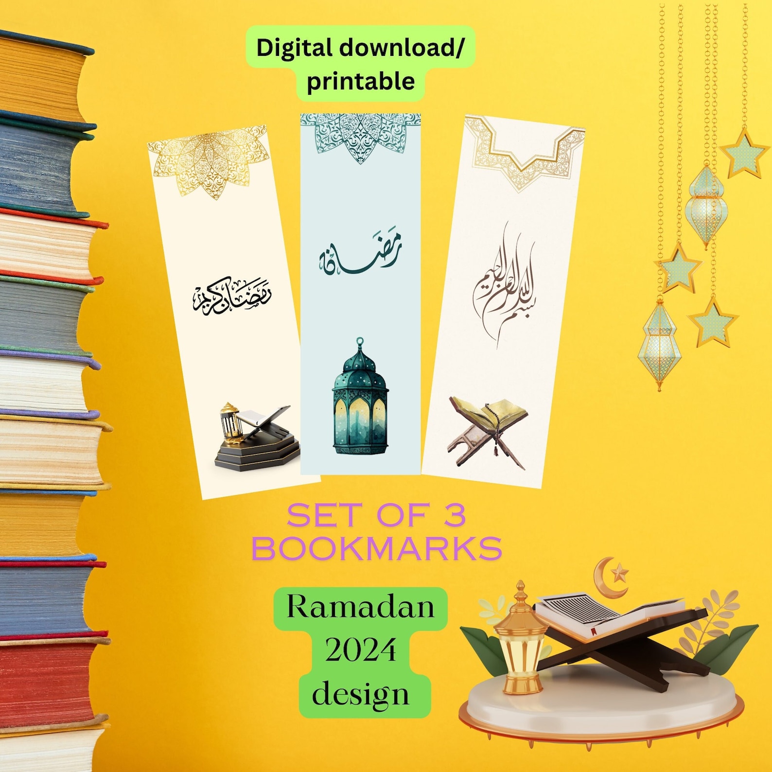 Classic Islamic Bookmarks Printable Islamic Gift Printable Bookmarks ...