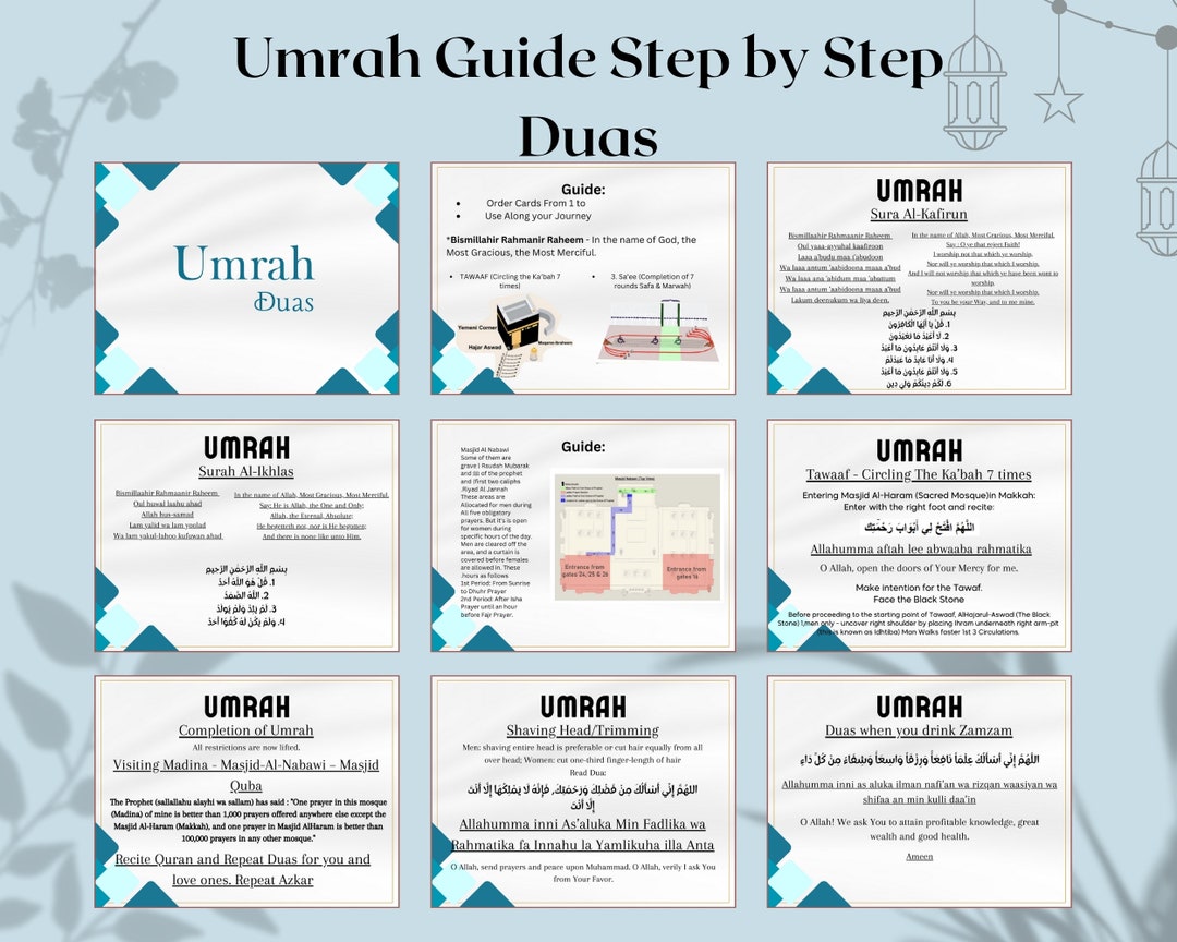 Umrah Guide Step by Step Dua Card Umrah Printable Flash Cards Islamic Umrah Pilgrim Islamic ...