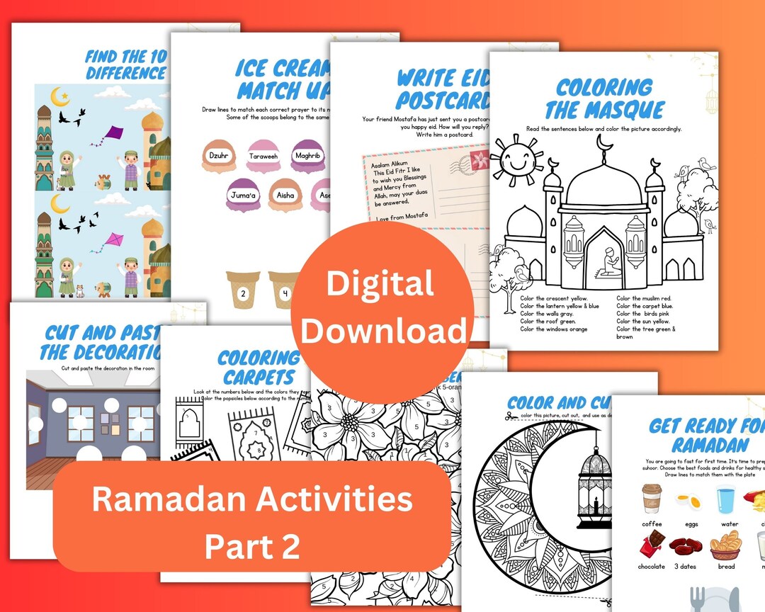Ramadan Activity Printable Busy Book 5-10 Years Islamic Coloring Book ...