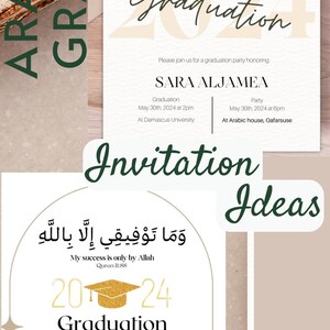 Custom 2024 Arabic Graduation Party Invitation Template Minimalist ...