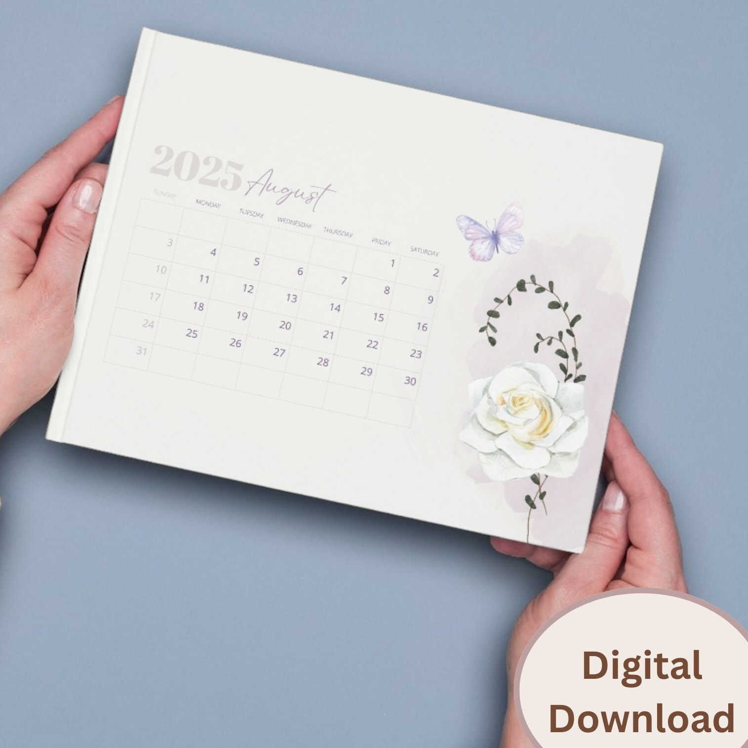 2025 Calendar Pastel Floral Watercolor Flowers Wall Calendar Printable ...