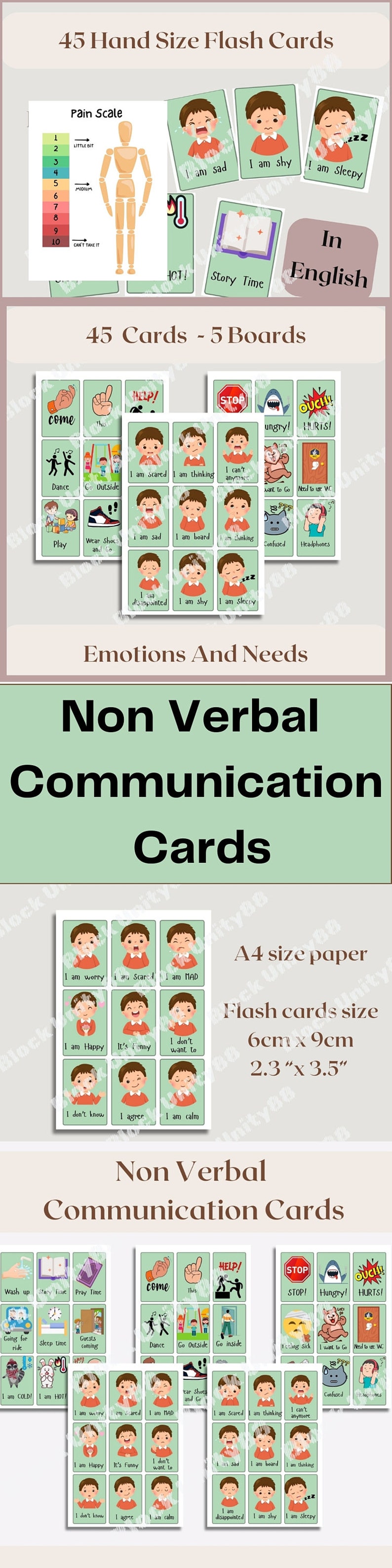 Nonverbal Communication Therapy Cards for Children Character Cards ...