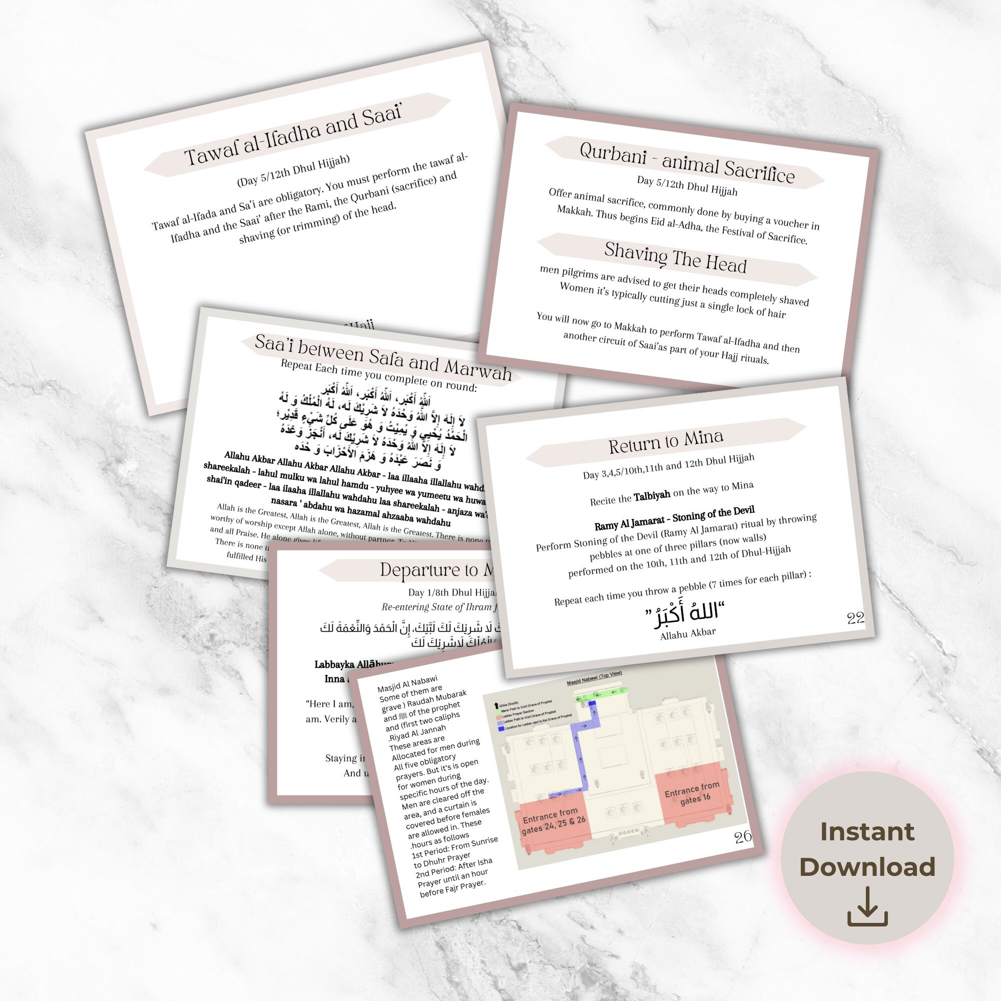 Hajj Dua Cards Islamic Pilgrim Guide Support Pocket Hajj Cards Umrah ...