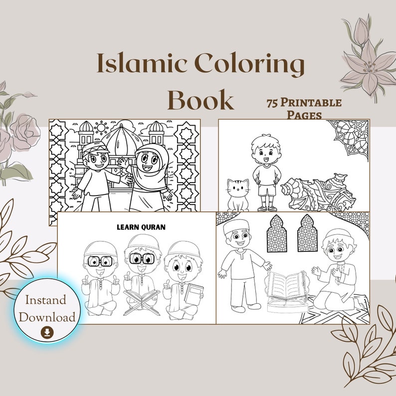 Summer Coloring Book Muslim Tradition for Kids Learn About Islam Sheets ...