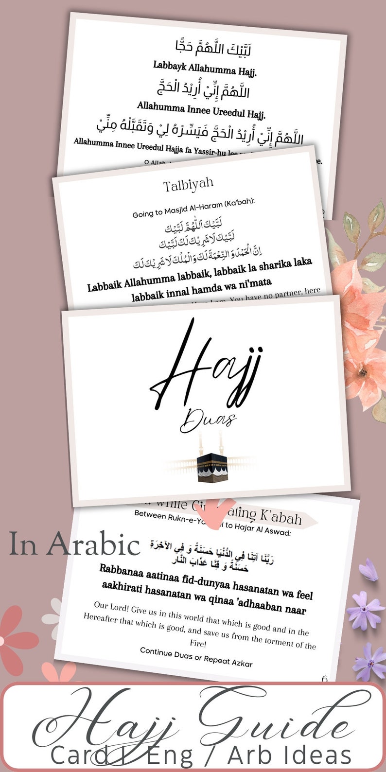 Hajj Dua Cards Islamic Pilgrim Guide Support Pocket Hajj Cards Umrah ...