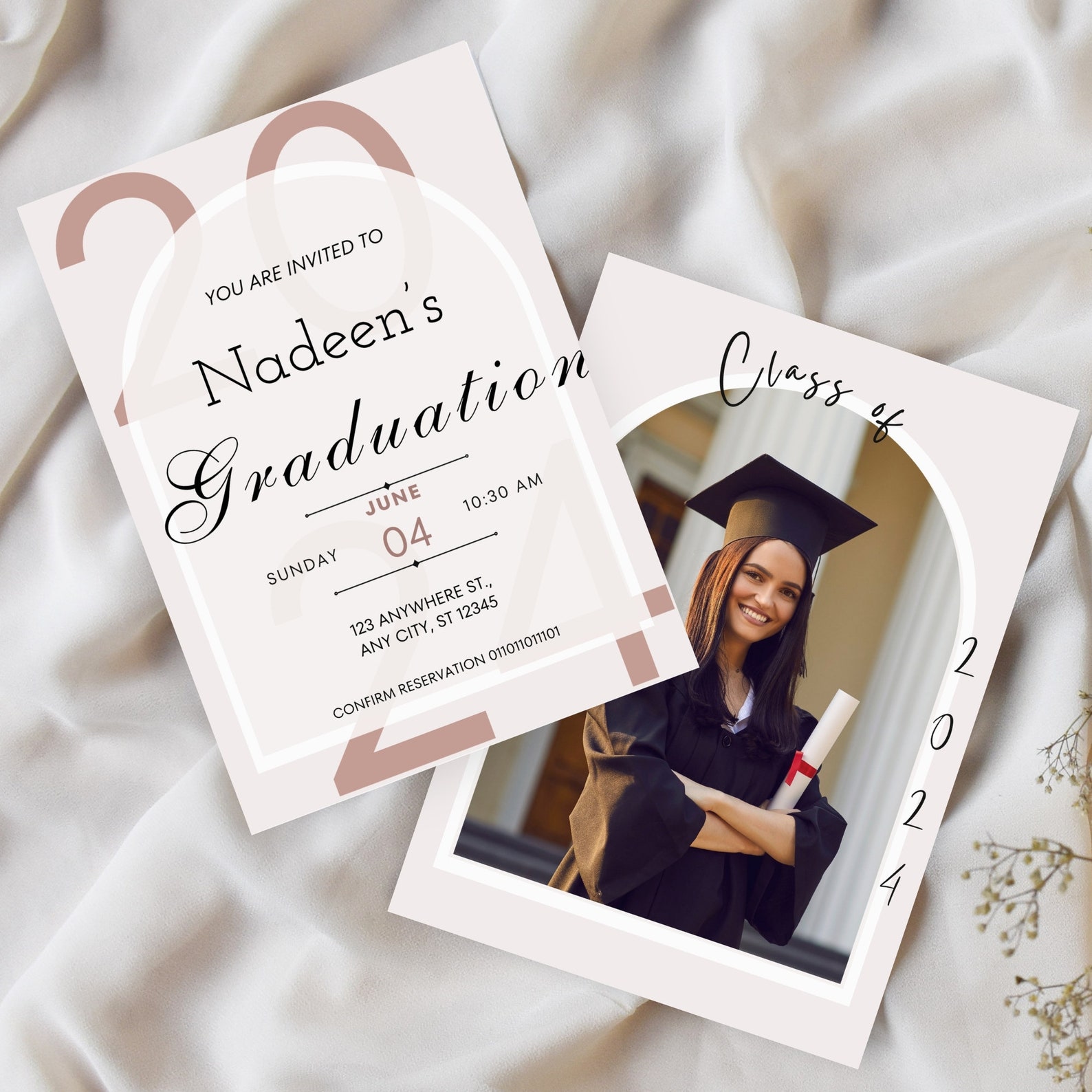 Two Sided Photo Graduation Invitation Card Arabic Graduation Invite ...