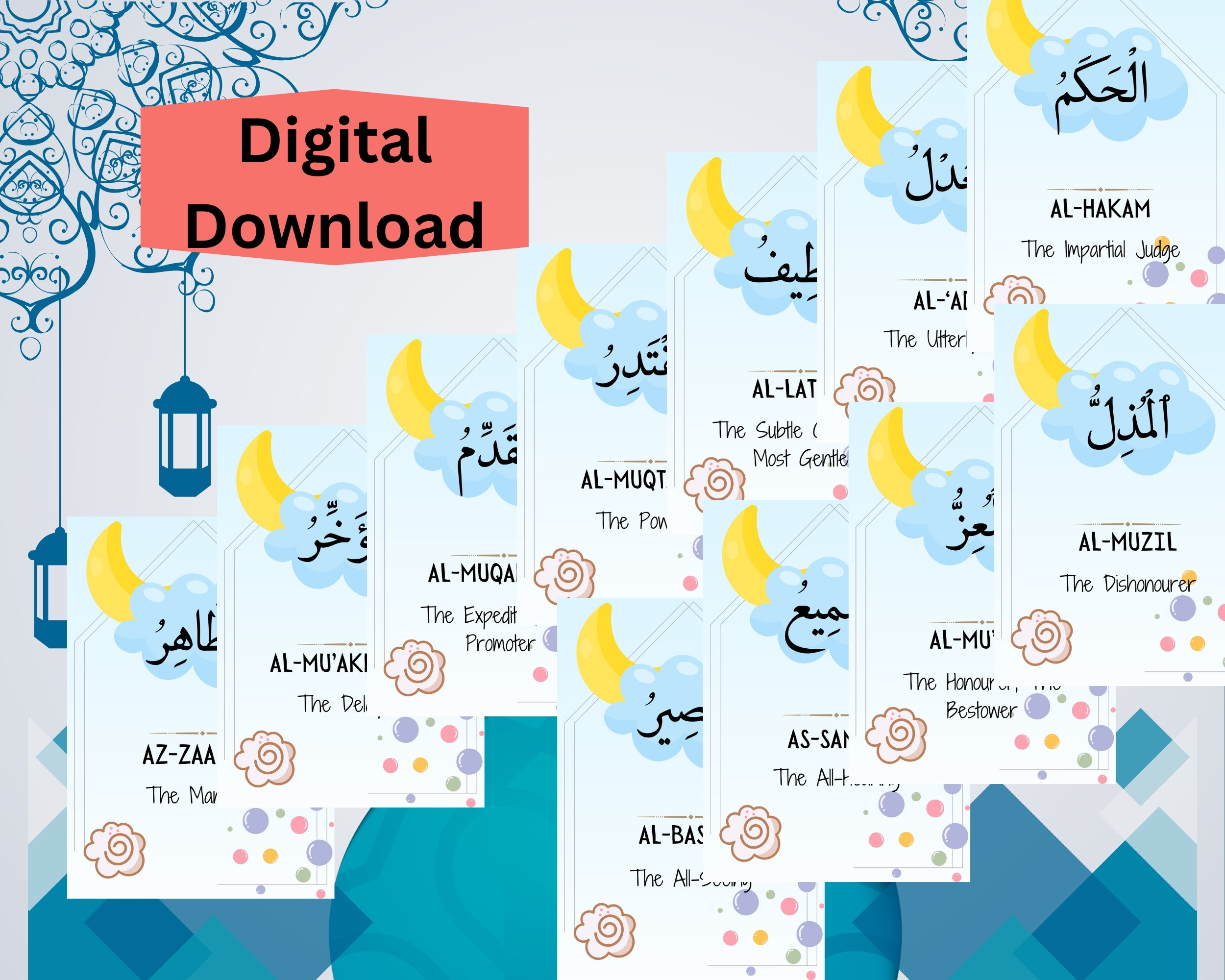 99 Names of ALLAH asma Ul Husna Beautiful Names of ALLAH Islam Activity ...