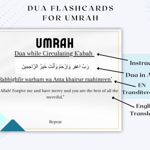 Umrah Guide Step by Step Dua Card Umrah Printable Flash Cards Islamic ...