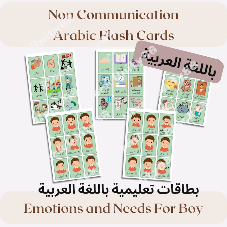Arabic Nonverbal Communication Cards Speech Therapy Emotions Cards ...