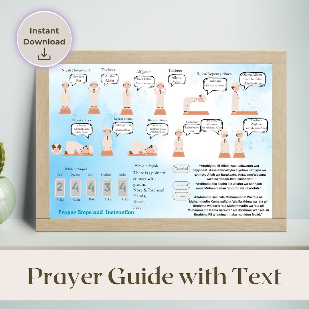 How to Pray Islam Salah Guide for Kids Prayer Step by Step Poster ...