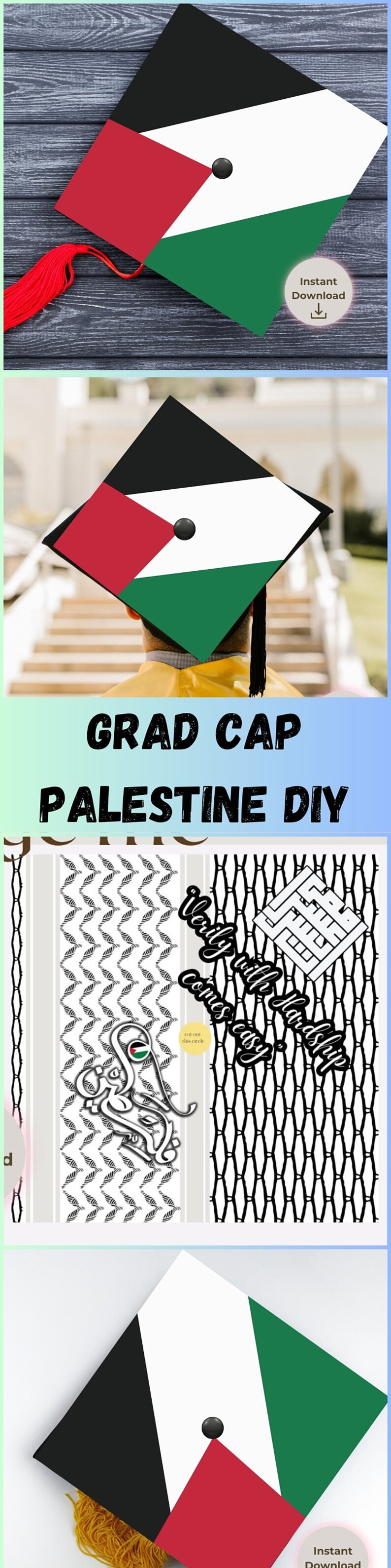 Palestinian Flag Graduation Cap Topper Digital Design Printable a Home ...