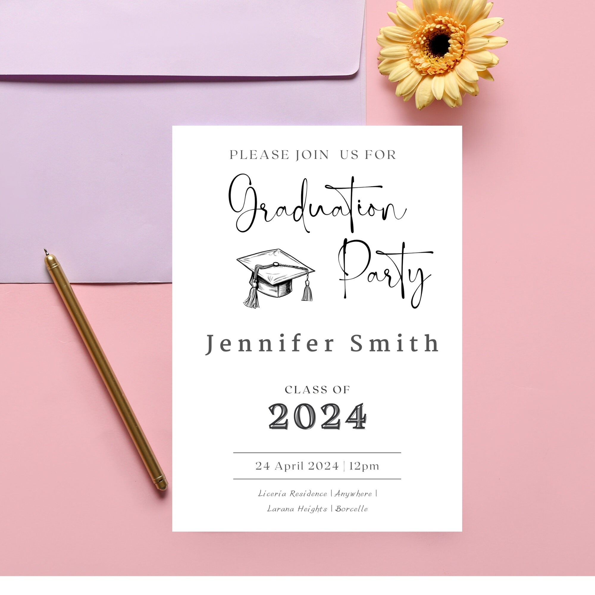 Custom Graduation Invitation 2024 Invite Template Graduation Card ...
