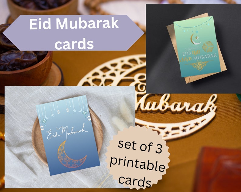Eid Mubarak Happy Eid Postcard Printable Instant Download Muslim Holidays Islamic Celebration ...