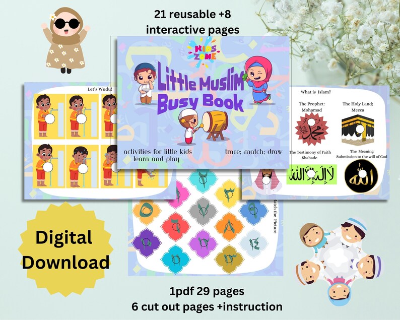 Toddler Activities Reusable Busy Book for Muslim Arabic Kids Islamic ...