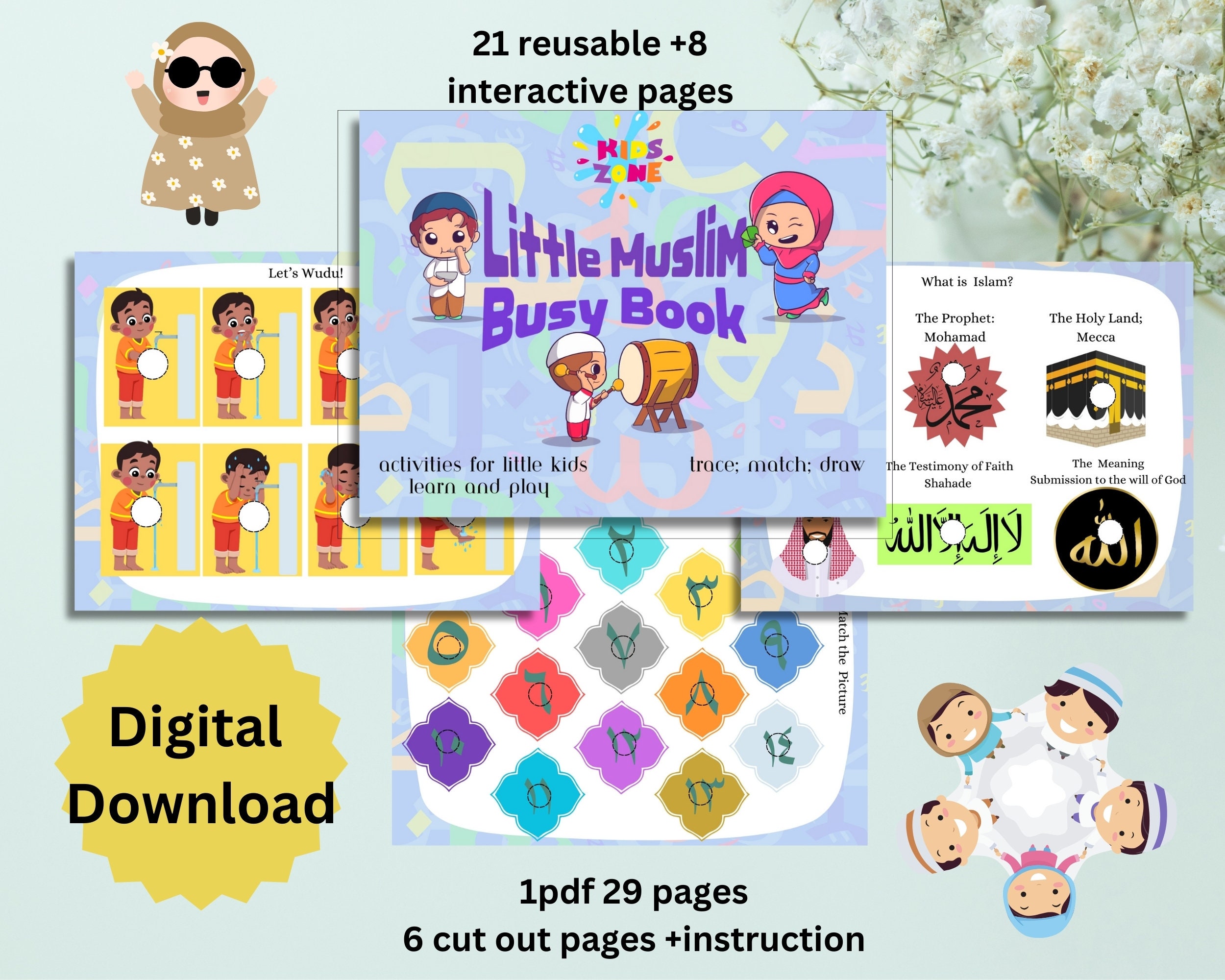 Toddler Activities Reusable Busy Book for Muslim Arabic Kids Islamic ...