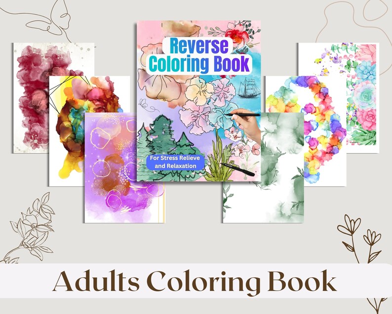 Reverse Coloring Book Relaxing Therapy Coloring Anxiety Treatment ...