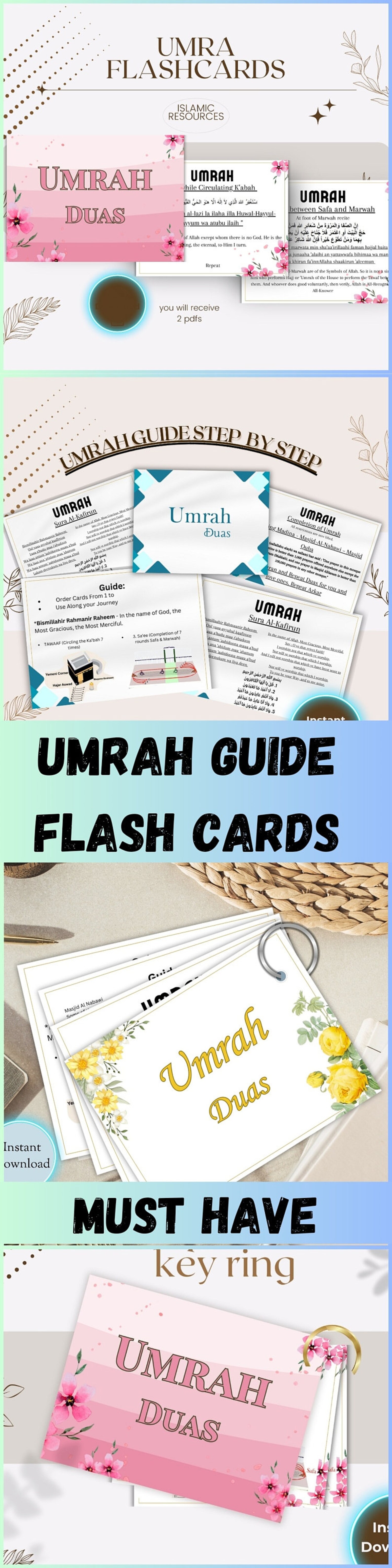 Umrah Guide Step by Step Dua Card Umrah Printable Flash Cards Islamic ...
