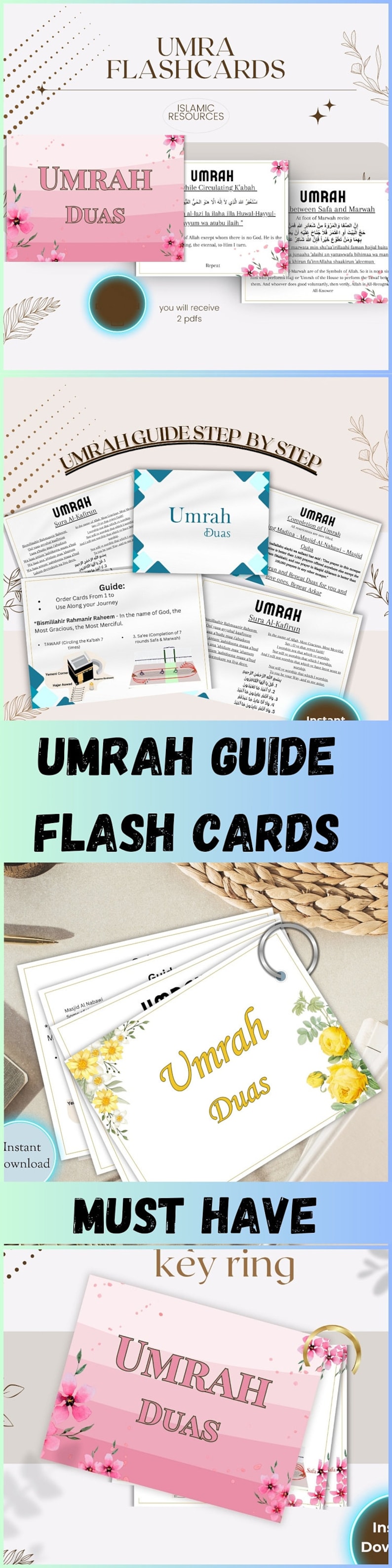 Umrah Guide Step by Step Dua Card Umrah Printable Flash Cards Islamic ...