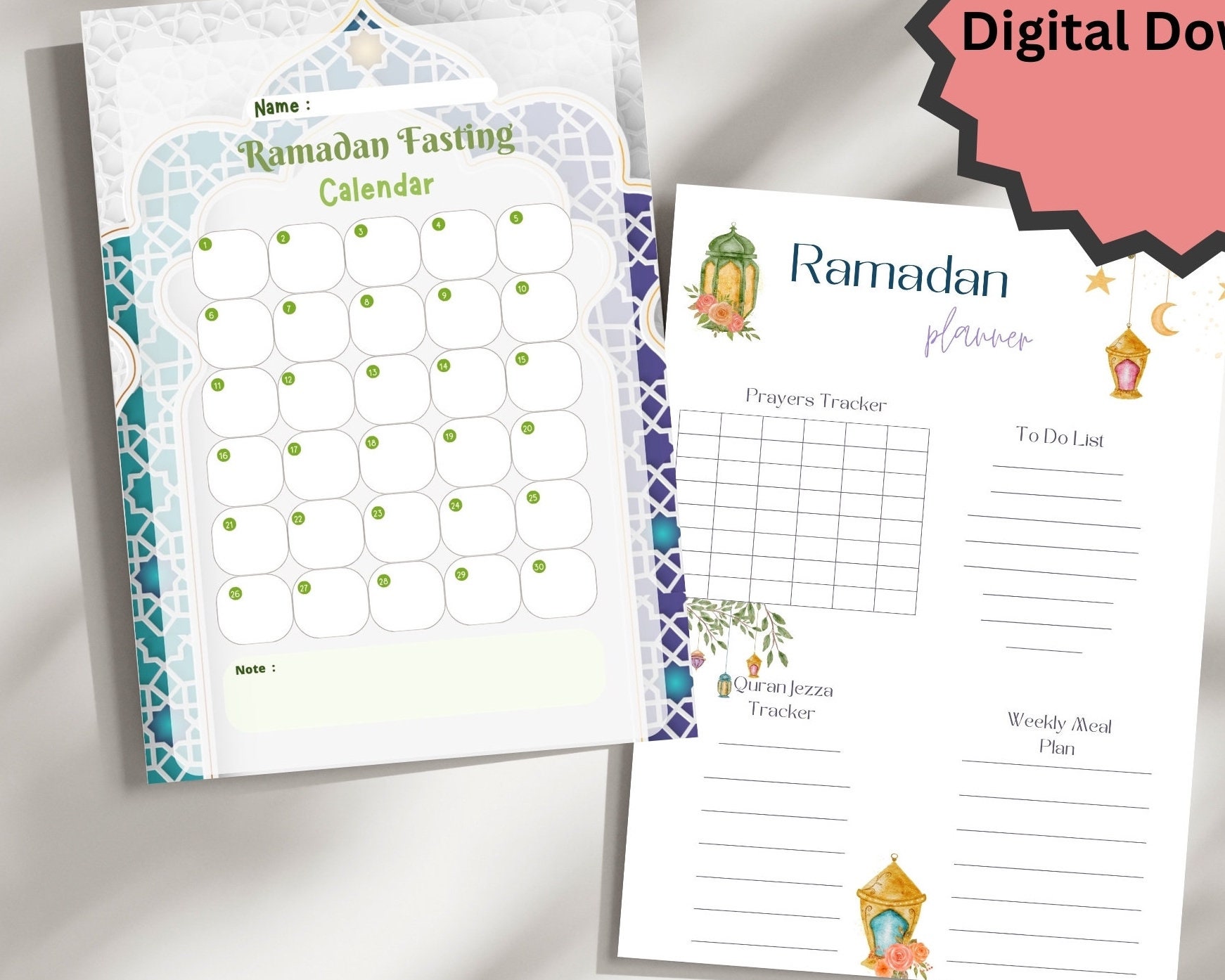 Ramadan Printable Planner for Meal Prep Fasting Tracker Chart for ...