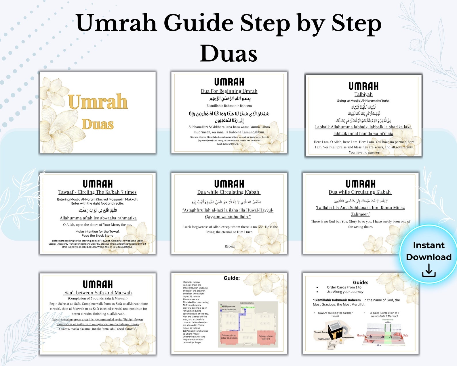 Umrah Guide Step by Step Dua Card Umrah Printable Flash Cards Islamic ...