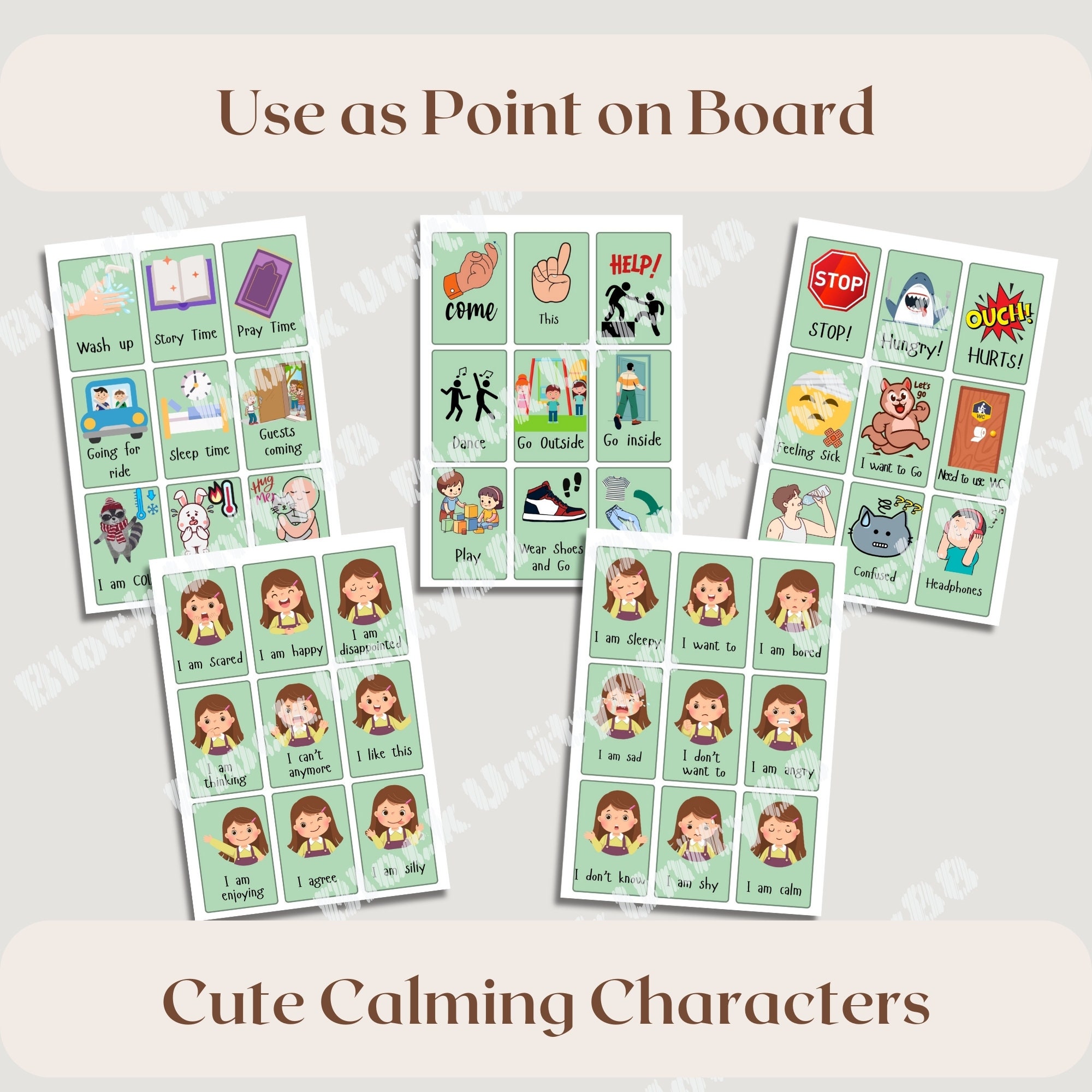 Nonverbal Communication Therapy Cards for Children Character Cards ...