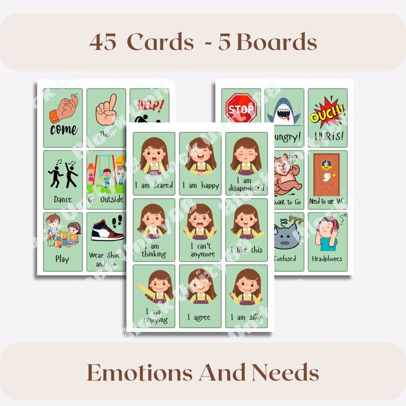 Nonverbal Communication Therapy Cards for Children Character Cards ...