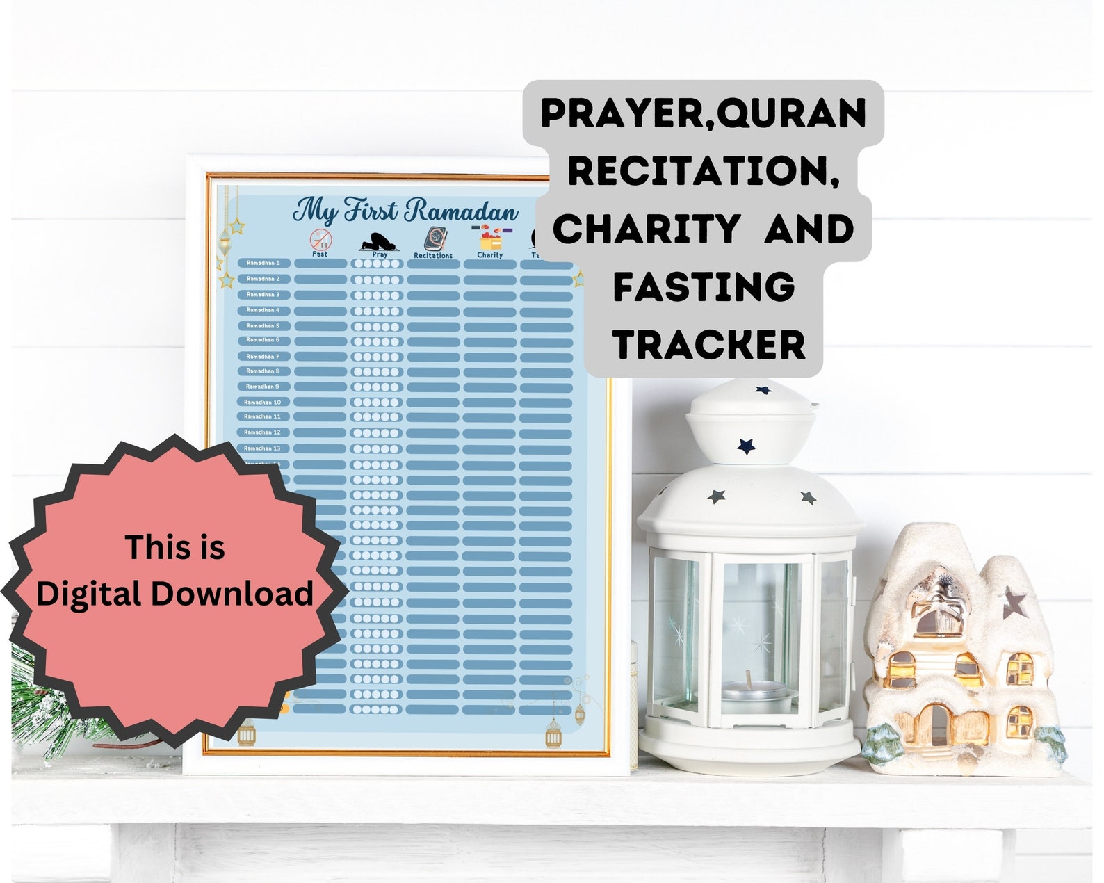 Ramadan Chart Fasting Prayer Tracker Girl Boys Fasting Progress Kids ...