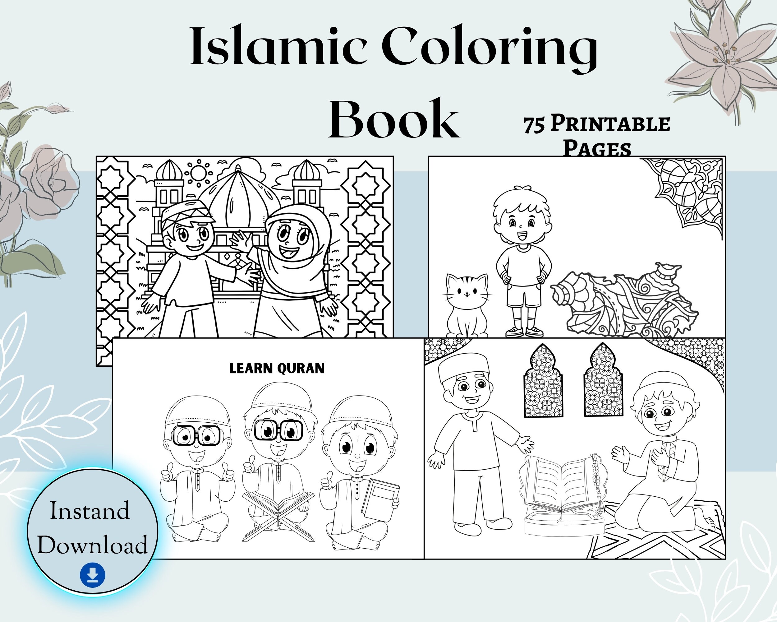 Summer Coloring Book Muslim Tradition for Kids Learn About Islam Sheets ...