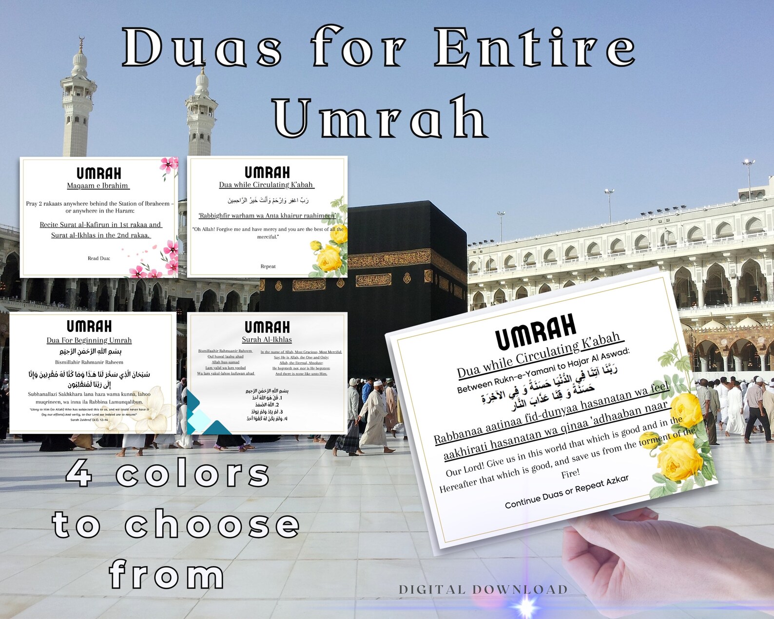 Umrah Guide Step by Step Dua Card Umrah Printable Flash Cards Islamic ...