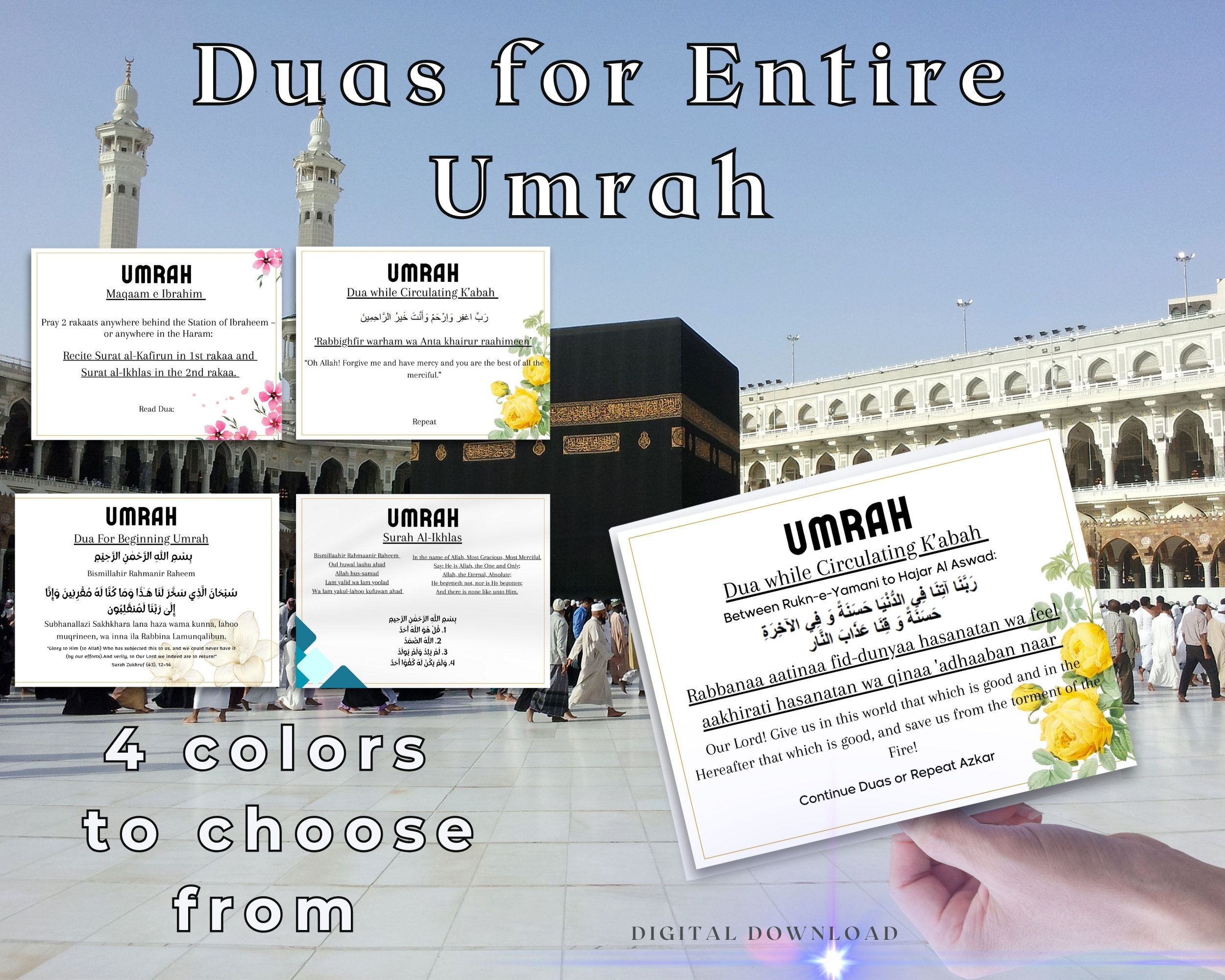 Umrah Guide Step by Step Dua Card Umrah Printable Flash Cards Islamic ...