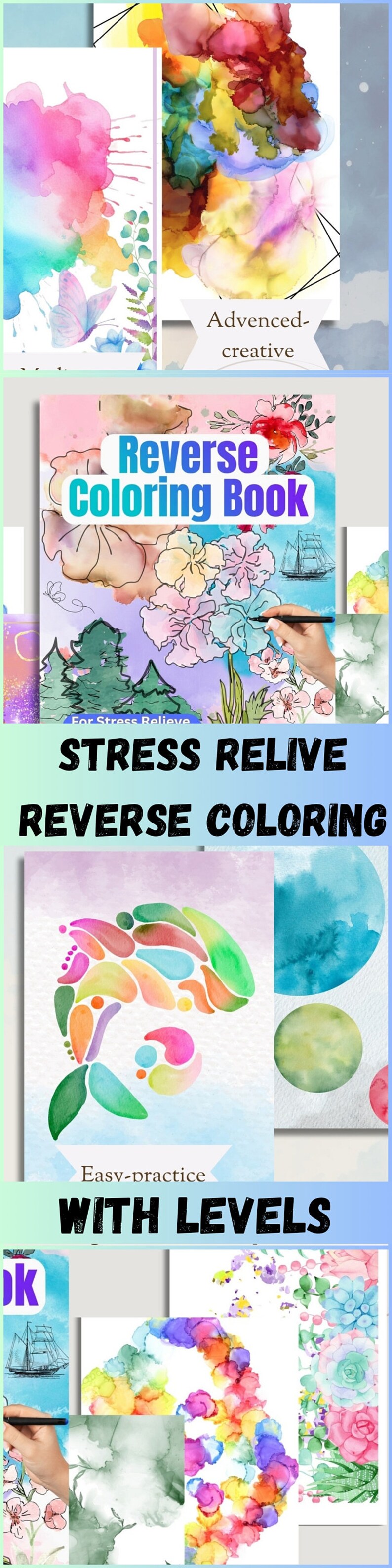 Reverse Coloring Book Relaxing Therapy Coloring Anxiety Treatment ...