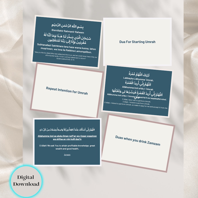 Umrah Dua Cards Guide With Steps Islamic Pilgrim Umrah Guide Muslim ...