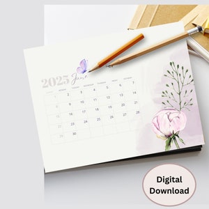 2025 Calendar Pastel Floral Watercolor Flowers Wall Calendar Printable ...
