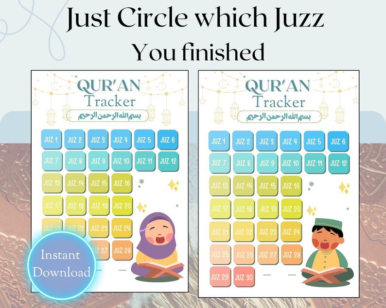 Quran Tracker Juz Tracker Chart Holy Quran Recitation Kids Ramadan ...