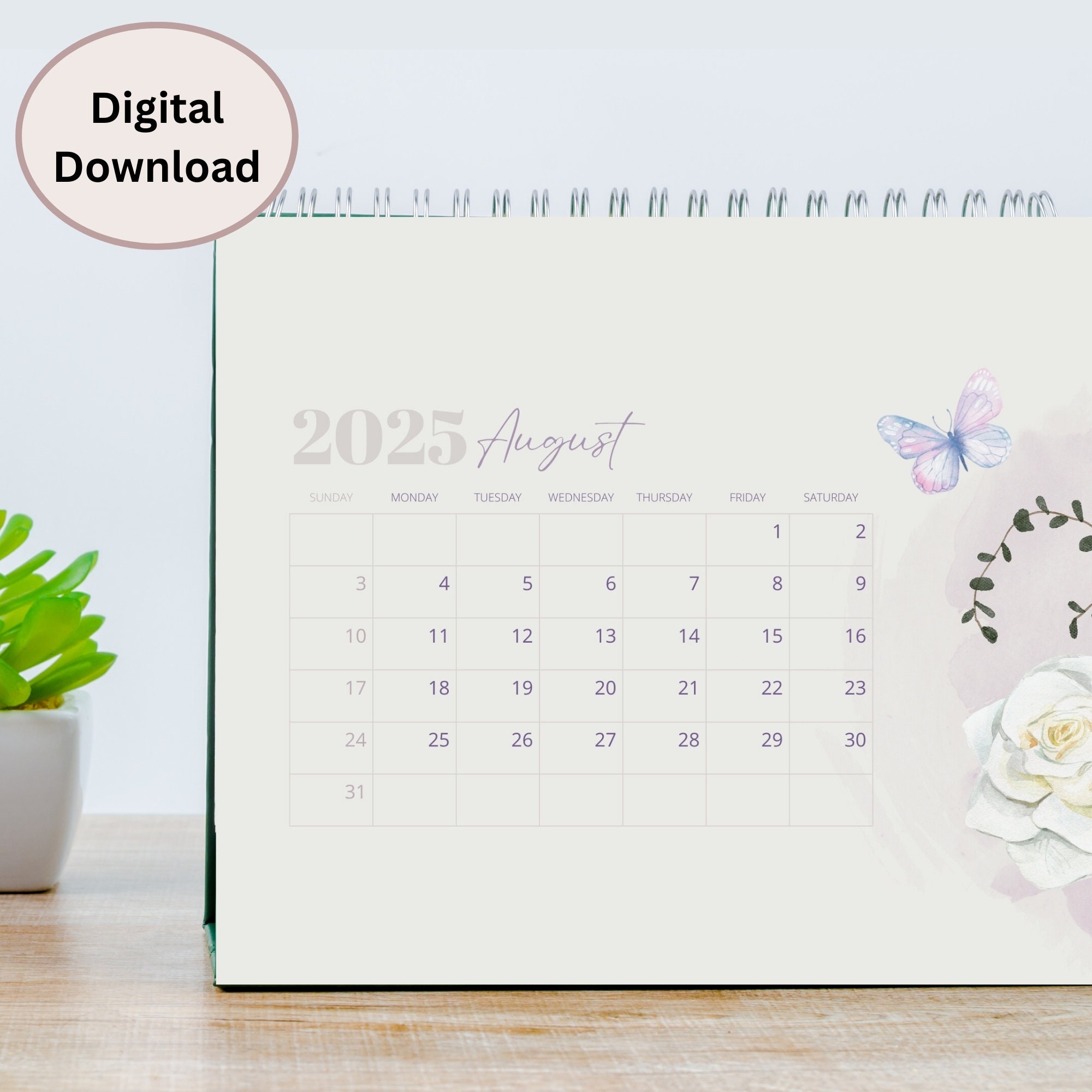 2025 Calendar Pastel Floral Watercolor Flowers Wall Calendar Printable ...
