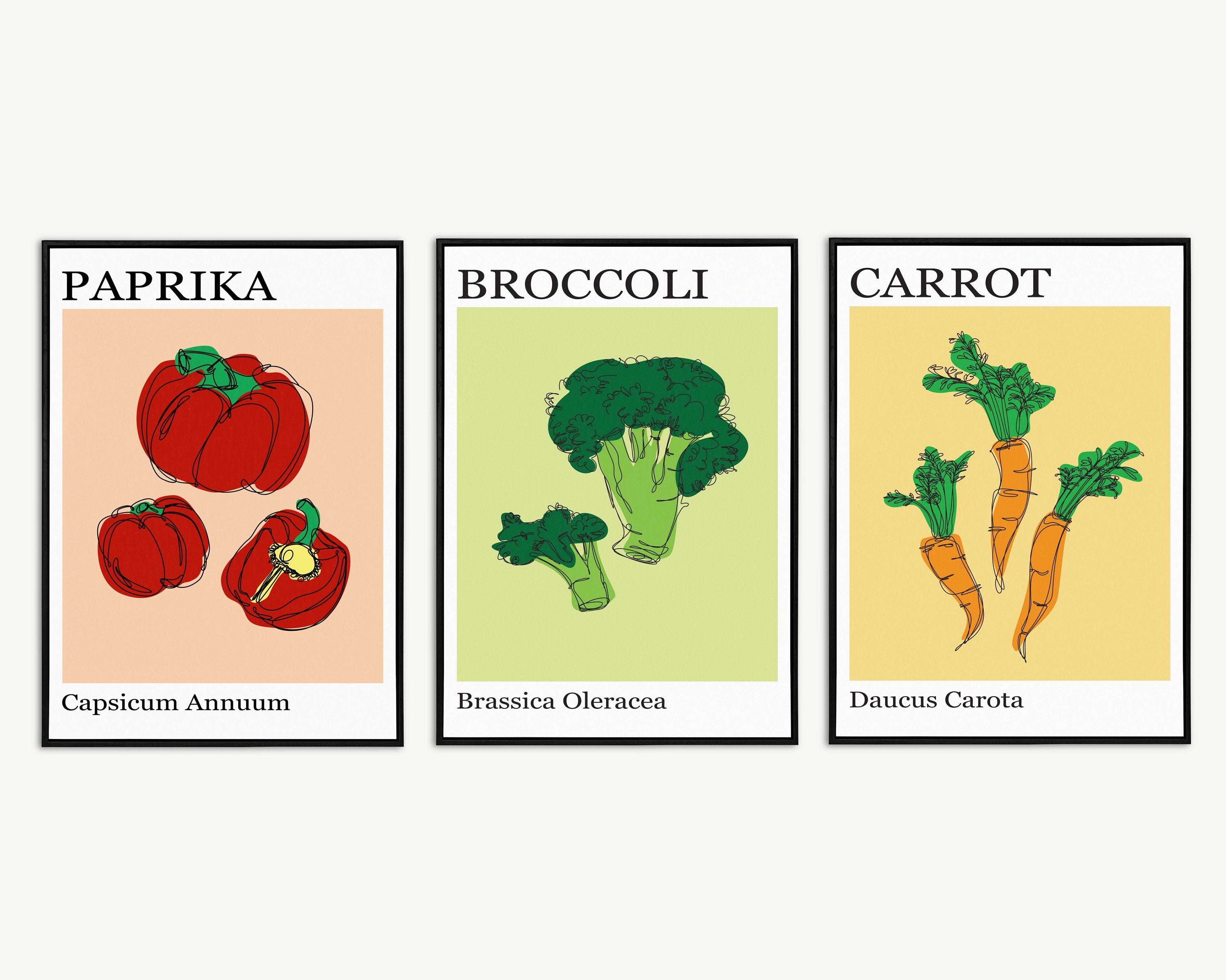 Printable Vegetable Wall Line Art for Kitchen Decoration, Digital ...
