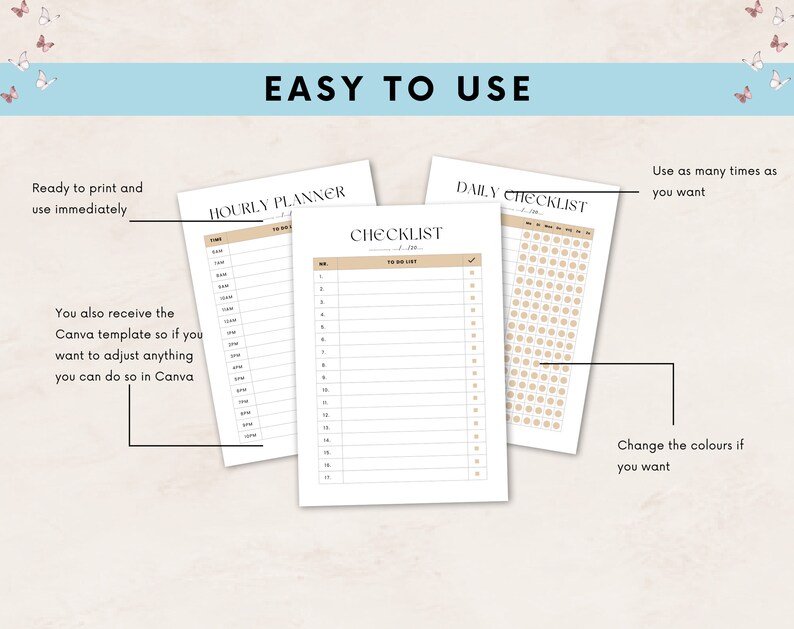Editable Daily Checklist Printable Weekly to Do List Weekly Checklist ...