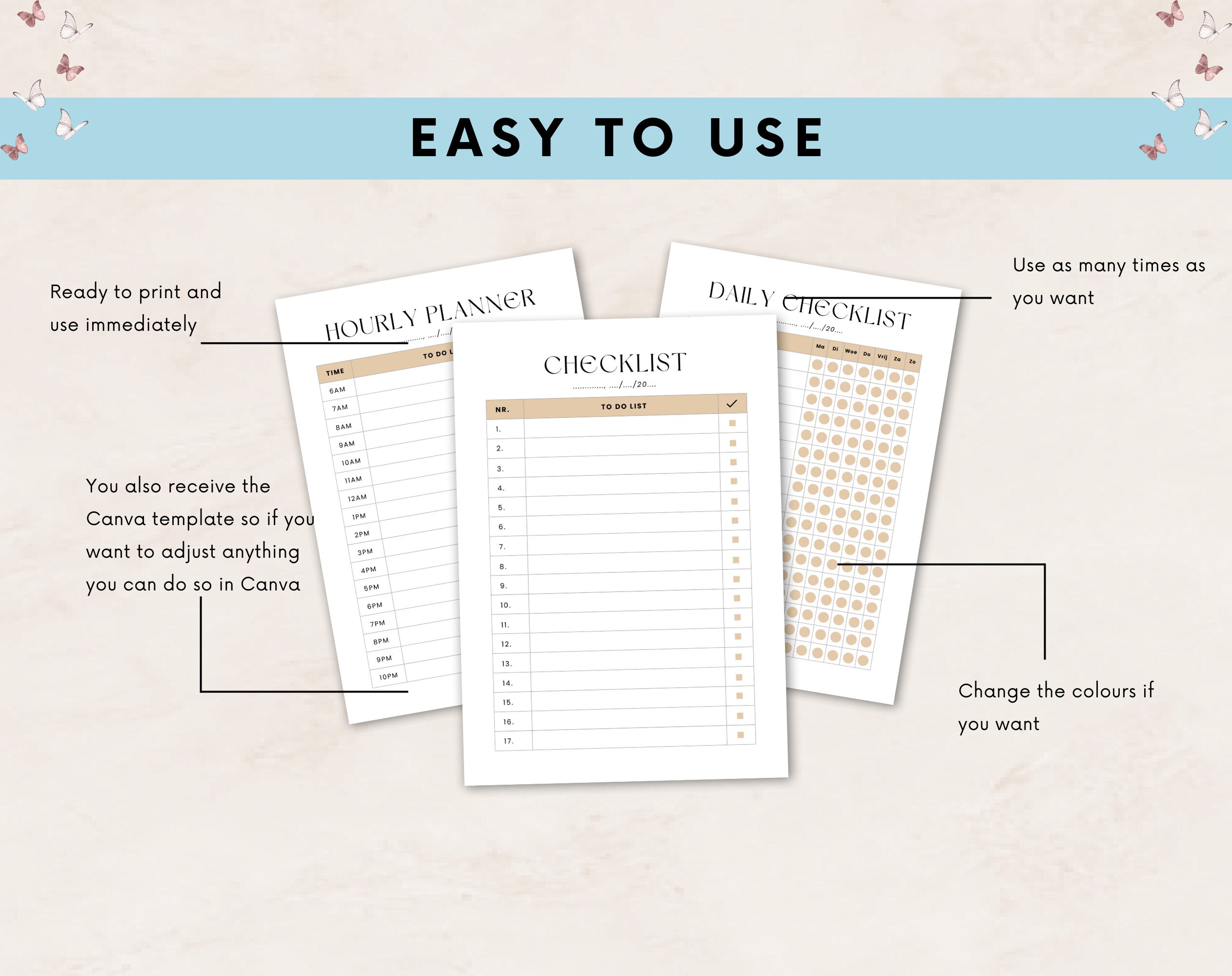 Editable Daily Checklist Printable Weekly to Do List Weekly Checklist ...