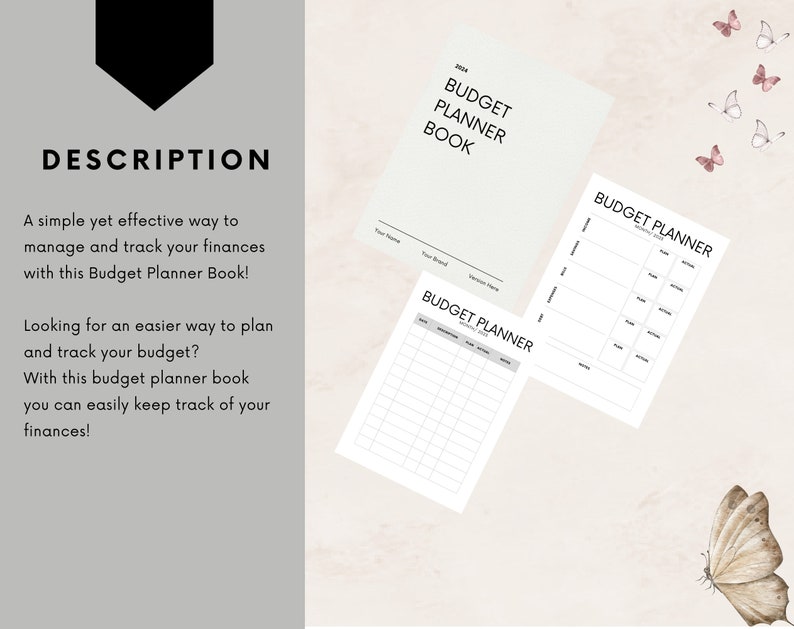 EDITABLE Budget Planner Book White, Monthly Budget Tracker, Canva ...