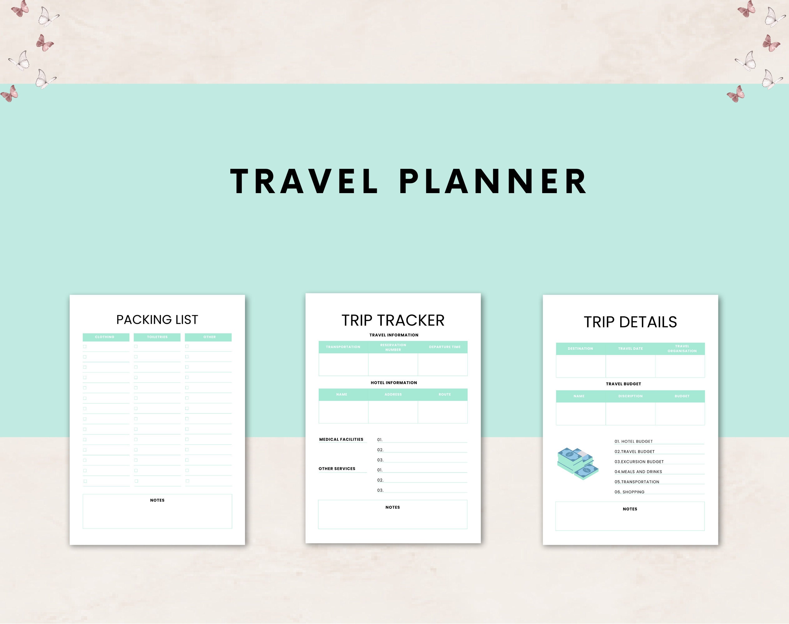 EDITABLE Travel Planner, Printable Travel Organizer, Canva Travel ...