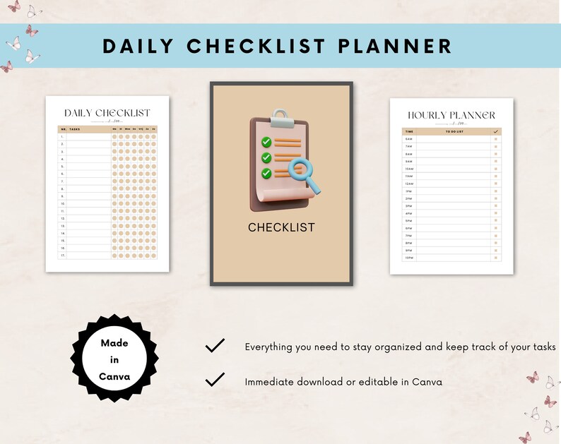 Editable Daily Checklist Printable Weekly to Do List Weekly Checklist ...