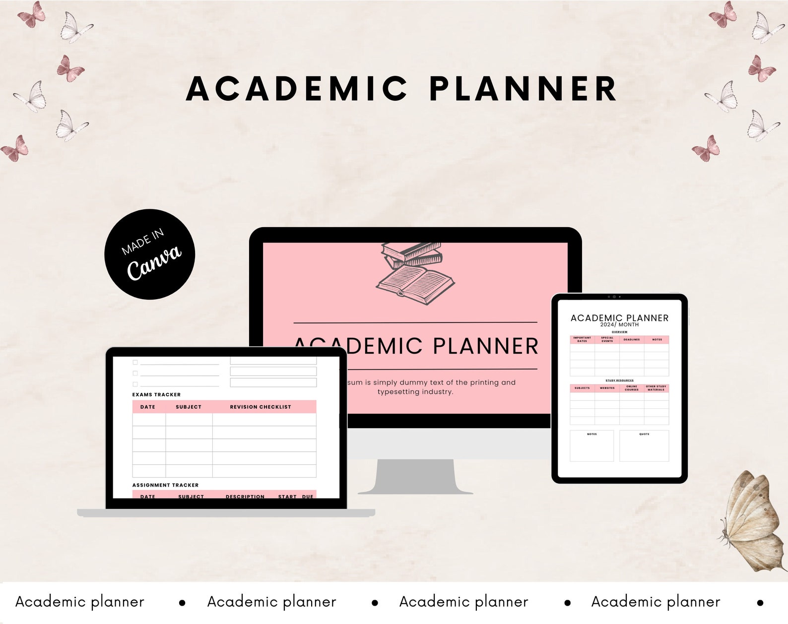 Academic Digital Planner Pink, School Planner 2024, Canva College ...